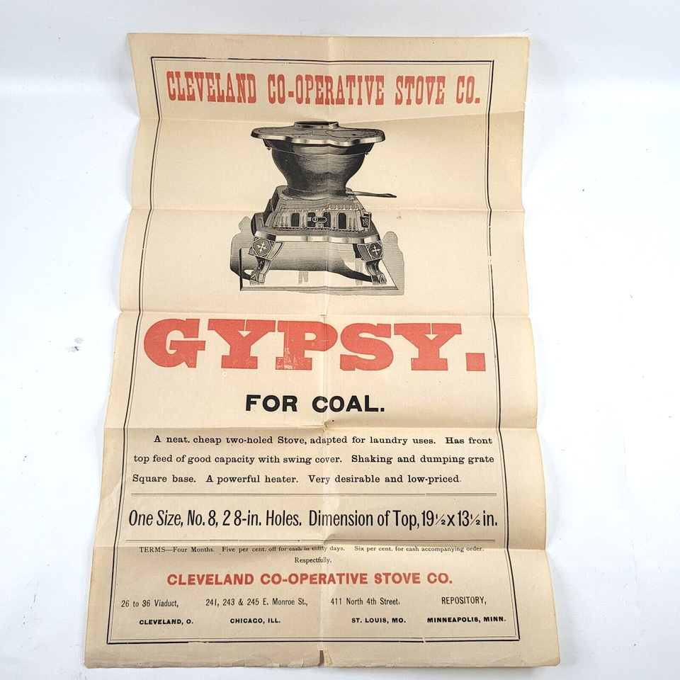 c.1900 Cleveland Cooperative Stove Co. Gypsy Victorian Handbill Flyer ...