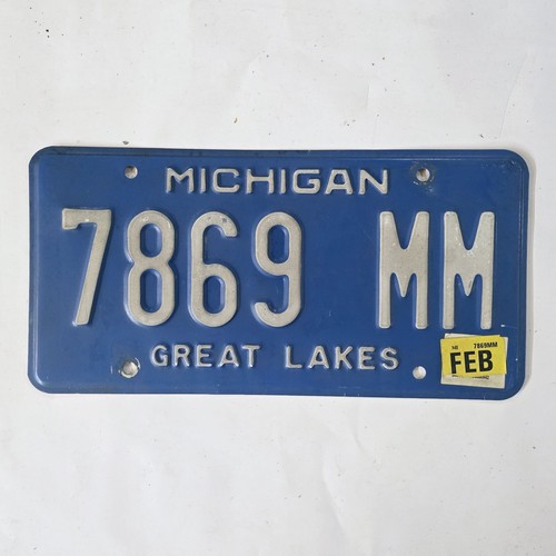 MICHIGAN LICENSE PLATE 🔥FREE📬🔥 7869 MM ~ VTG GREAT LAKES MI TAG MANCAVE ...