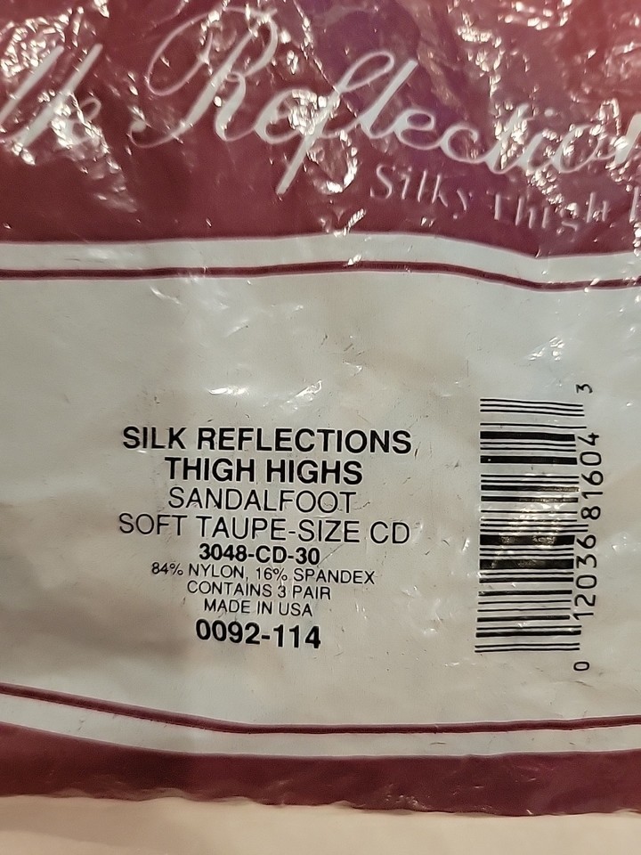 Hanes Silk Reflections Silky Thigh Highs Imperfect Soft TAUPE Size CD 3 ...