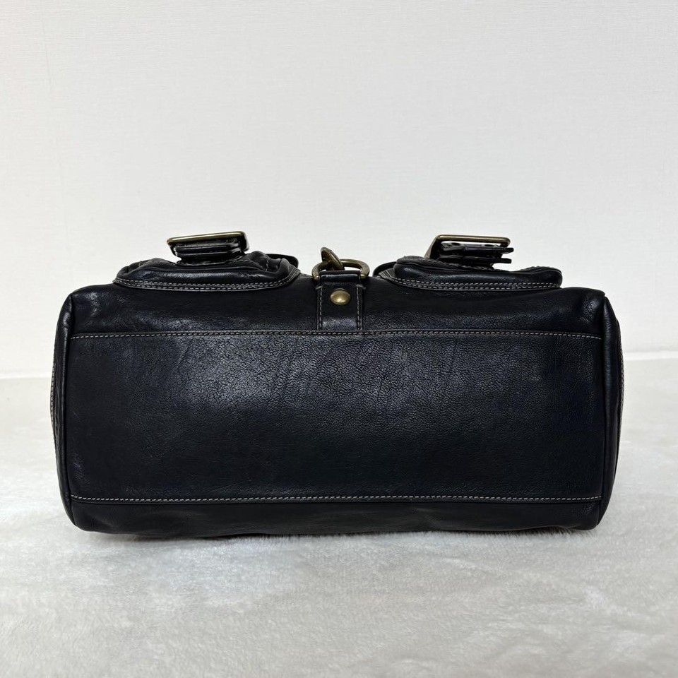 COACH 65th Legacy Flap Satchel Bag Black Leather Handbag Pocket from JP ...