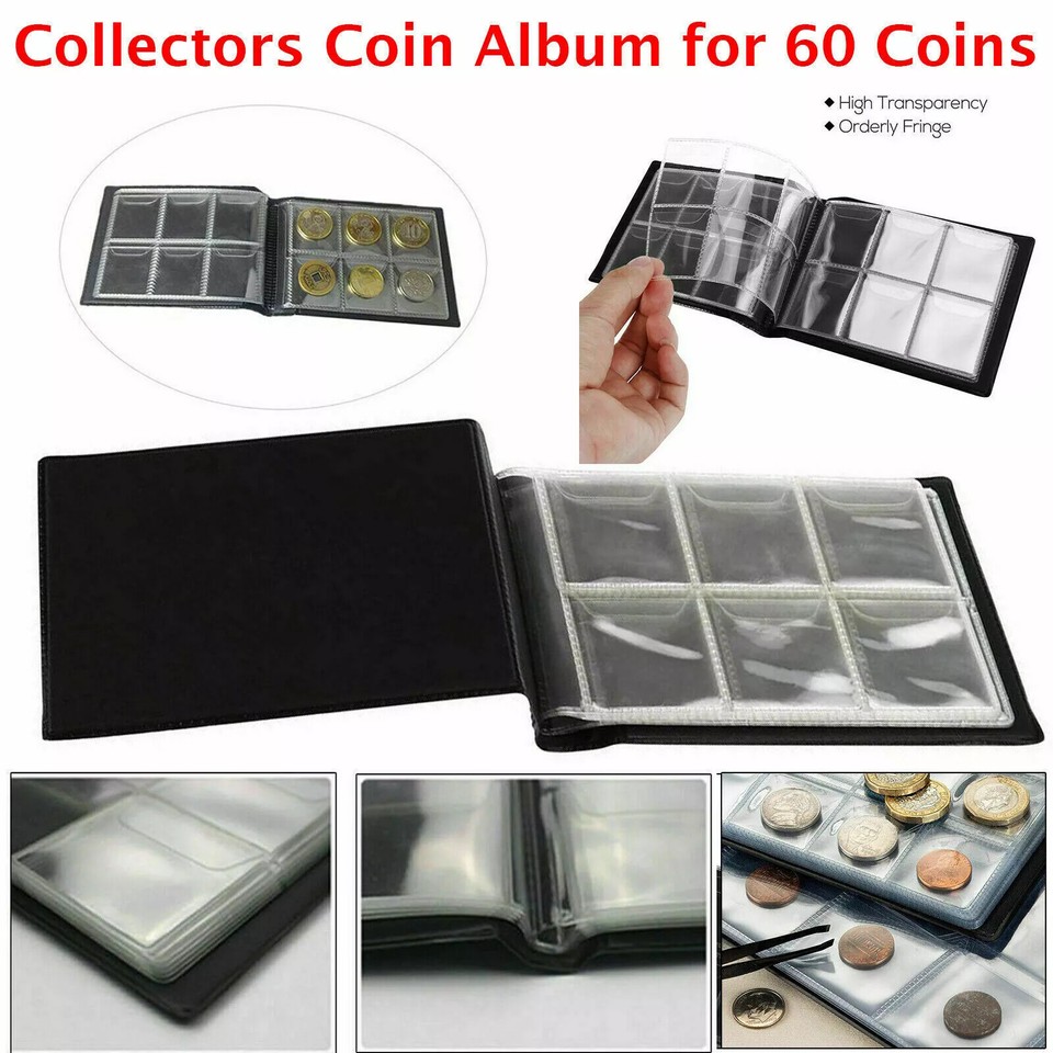 Coin Book Collection Album 60-96 Coins Penny Money Storage Case Holder ...