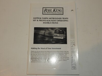 RAIL KING by MTH O GAUGE AMTRAK F40PH METROLINER OPERATING INSTRUCTION ...