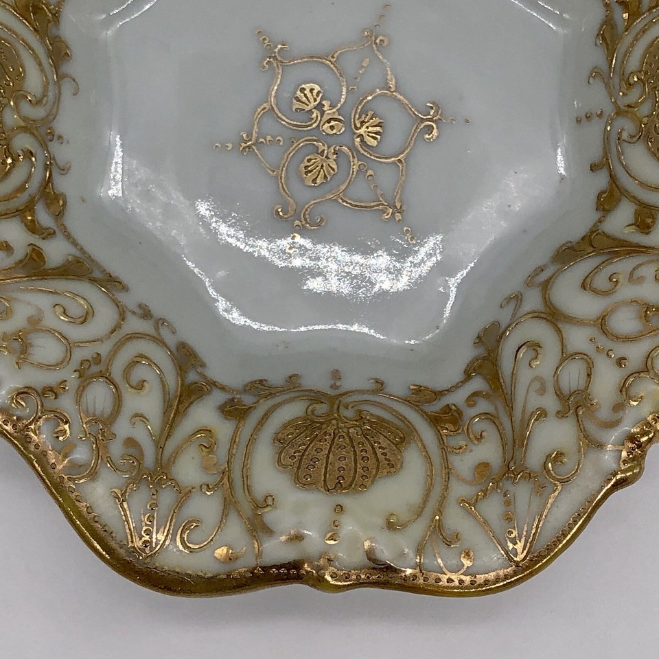 Small Nippon Hand Painted White & Gold Dish w/ Handle Fair Week 1912 | eBay