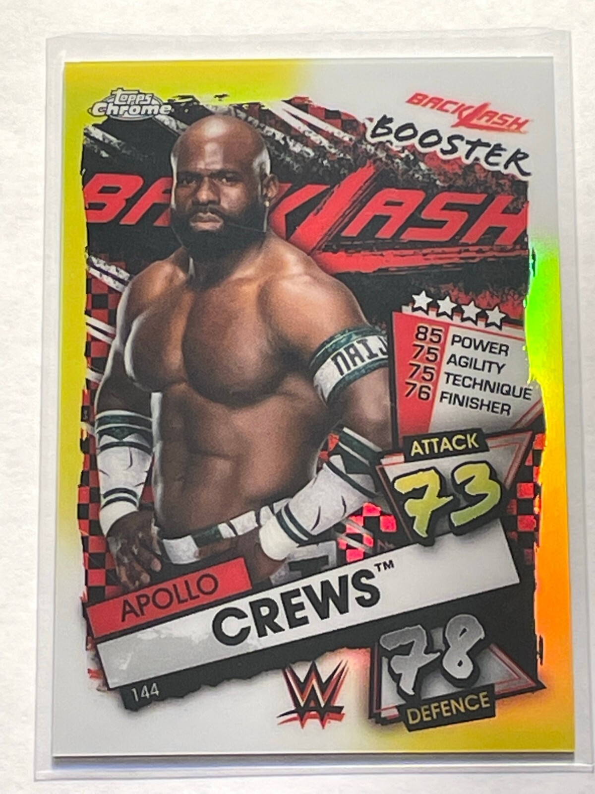 Apollo Crews 2021 Topps Chrome WWE Slam Attax Yellow Gold Refractor ...