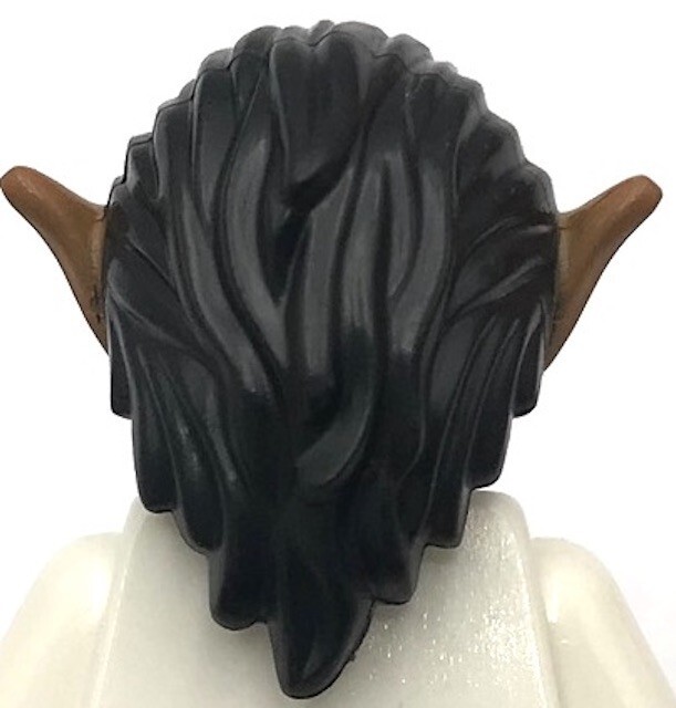 Lego New Black Minifigure Hair Long and Combed Back w/ Pointed Ears ...