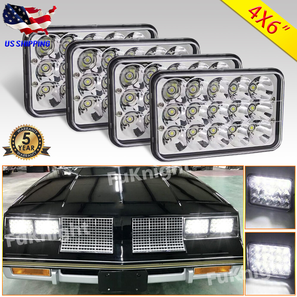 4pcs 4x6" Led Headlights Hi/Lo Beam For 1980-1988 Cutlass Ciera H4 ...