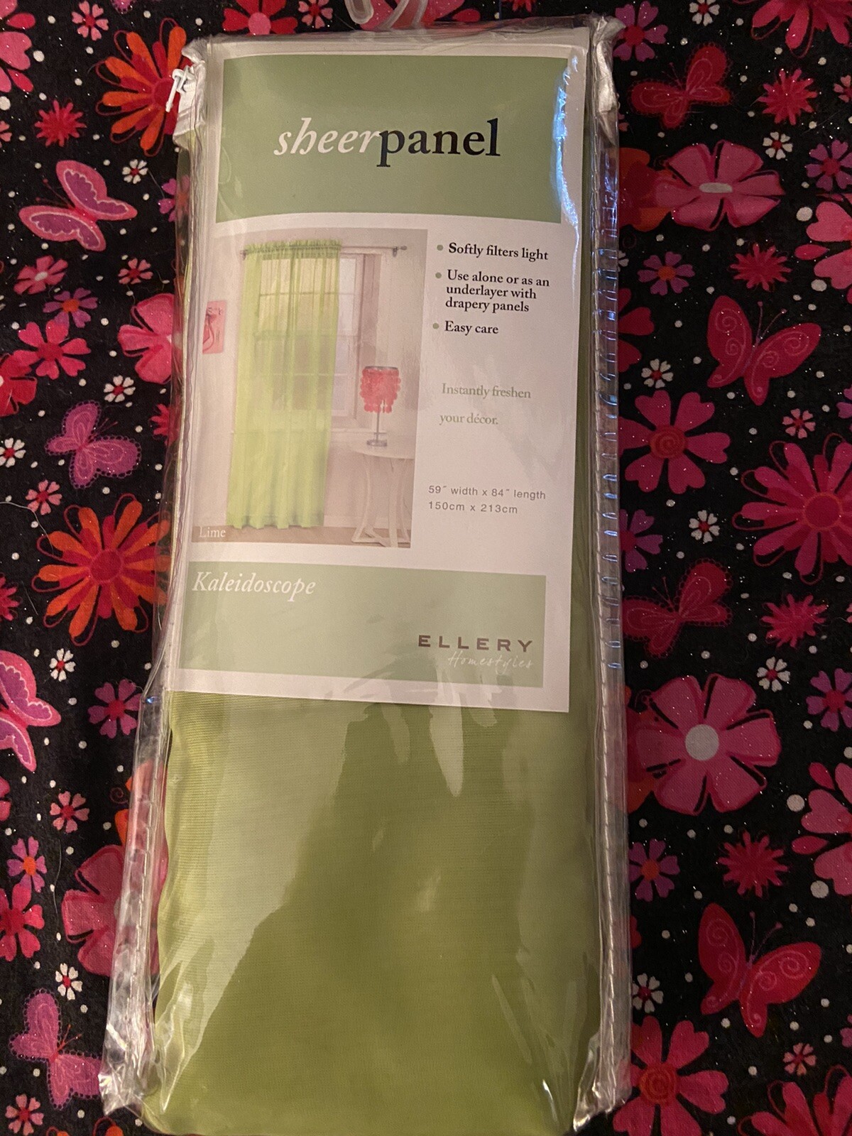 Ellery Homestyles NEW Sheer Panel Kaleidoscope Light Green 59 by 84 ...