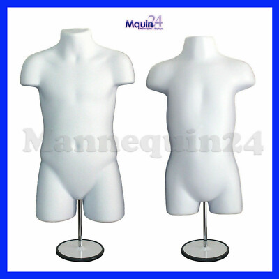 Kids' Mannequin Torso Body Form Set White Child & Toddler + 2 Stands ...