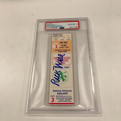 Rick Wise Signed 1975 ALCS Game 3 Ticket PSA DNA Gem MINT 10 | eBay