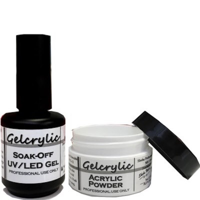 LED/UV Gelcrylic Combo Kit High Gloss Brush-On Gel & Clear Gelcrylic ...