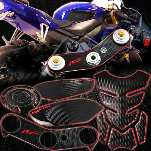 Handle Yoke+Fuel Cap Sticker Cover+Knee+Tank Pad 08-16 YZF R6 Black ...
