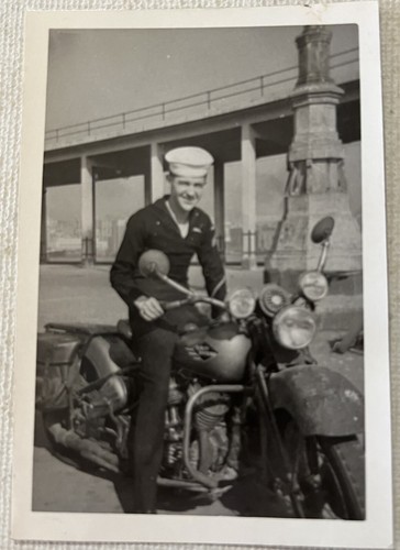HANDSOME SAILOR On Harley Davidson Motorcycle US NAVY Vintage 1940s ...