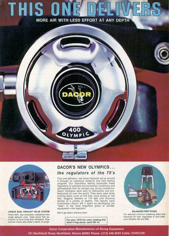 1970 Dacor PRINT AD Scuba Diver 400 Olympic Regulator | eBay