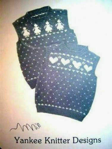 YANKEE KNITTER 004 child Heart or DOLL VEST 1987 knitting pattern 4pg ...