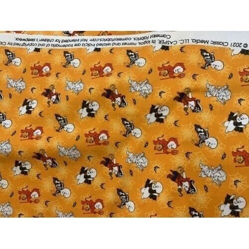 Casper ghost Costume fun Halloween fabric - 100% cotton - Orange - BTY ...