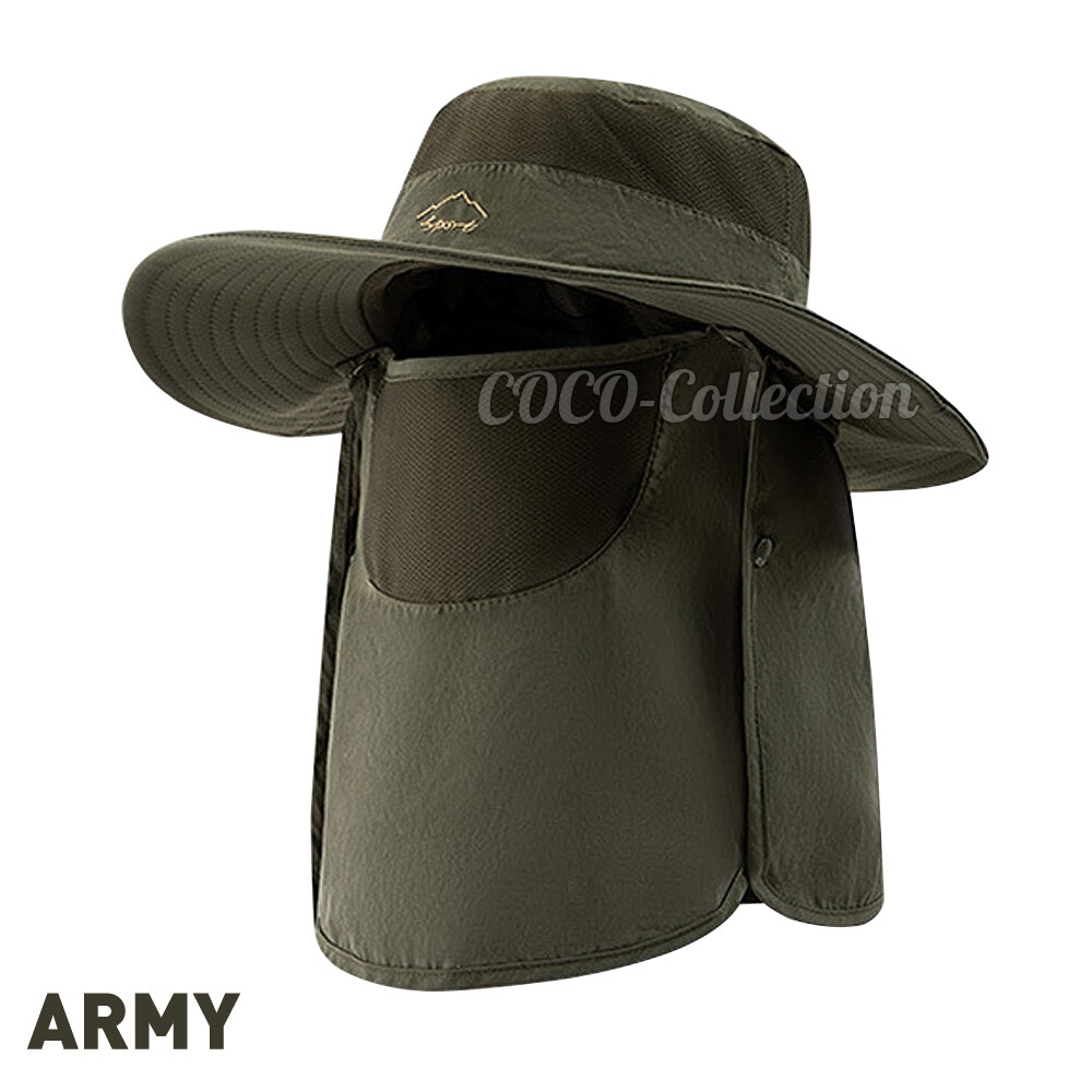 Mens Neck Flap Hat Wide Brim Cap Face Unisex Hiking Fishing UV Sun ...