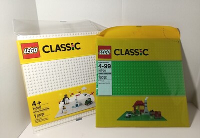 LEGO - 2 Classic Baseplate 11010 White & 10700 Green 10x10 Inch | eBay