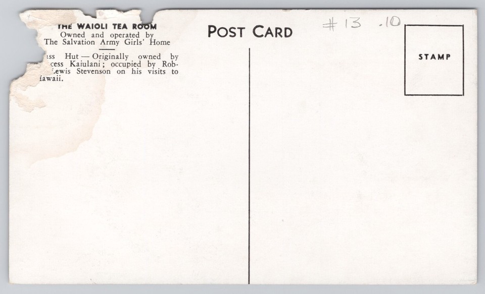 Honolulu Hawaii, Waioli Tea Room Robert Louis Stevenson Grass Hut, VTG ...
