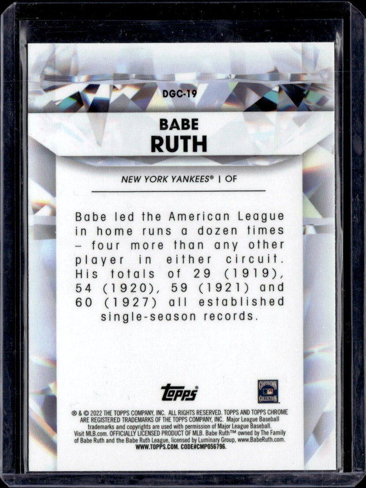 2022 Topps Chrome #DGC-19 Babe Ruth Diamond Greats Insert Yankees | eBay