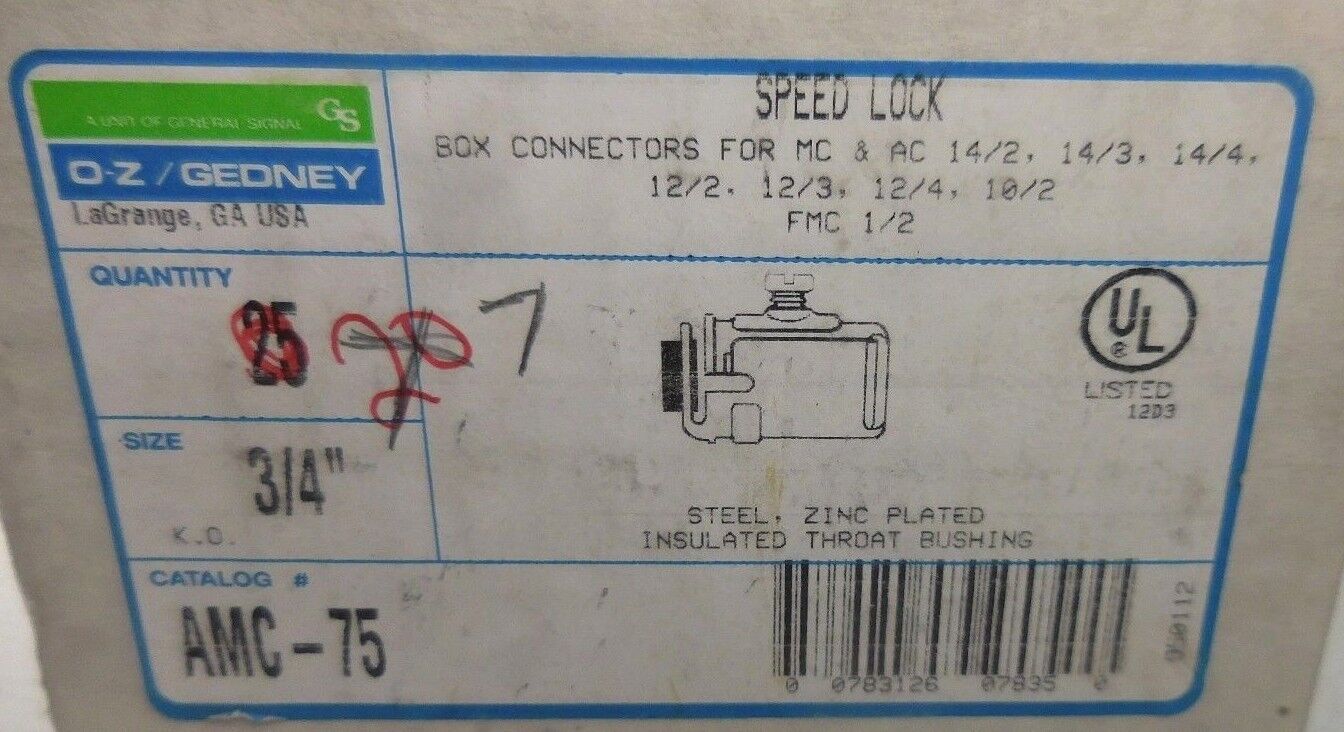 O-z/gedney 3/4 Speed Lock Connector Amc-75 for sale online | eBay