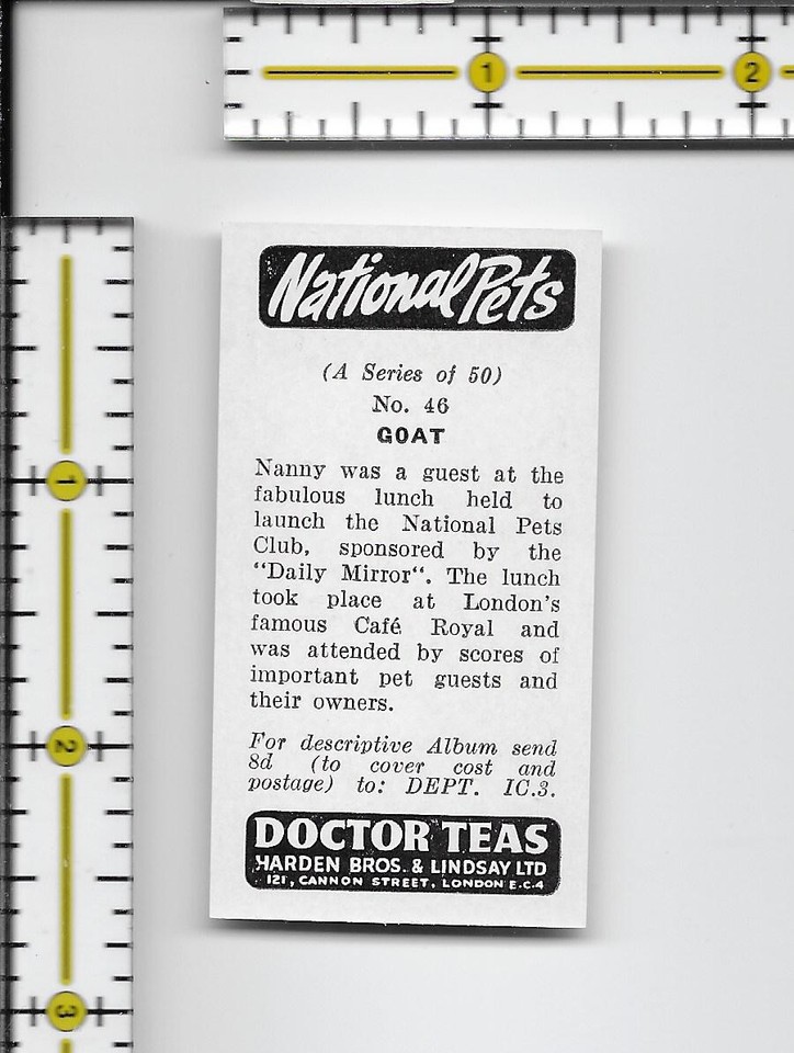 Goat National Pets by Doctor Teas tea card #46 | eBay