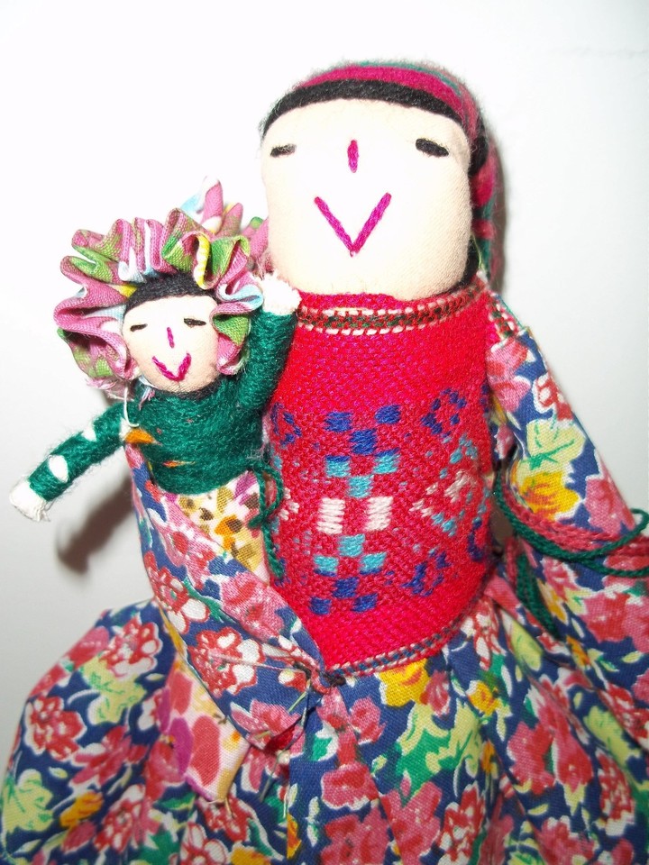 Folk Art Mexican Cloth Doll With Baby - Handmade | eBay