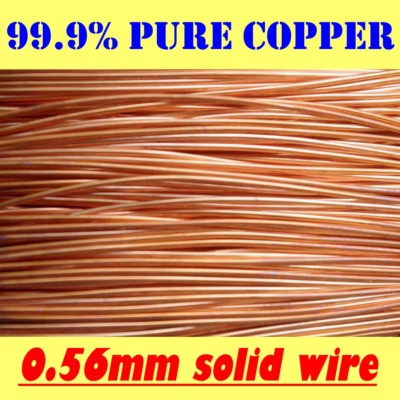 10 METRES SOLID BRIGHT 99.9% PURE BARE COPPER WIRE, 0.56mm = 24G SWG ...