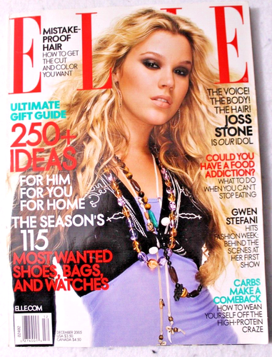 ELLE MAGAZINE December 2005 Joss Stone Gwen Stefani Holiday Gift Guide ...