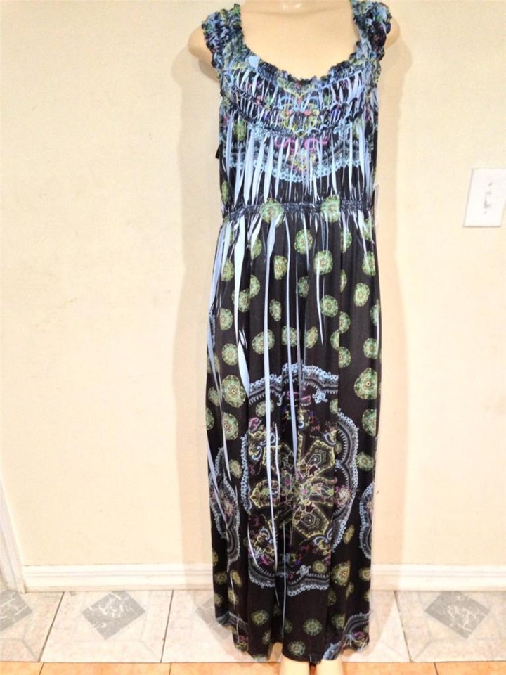 Women's summer Beach casual cocktail slim knit print maxi dress plus 1X ...