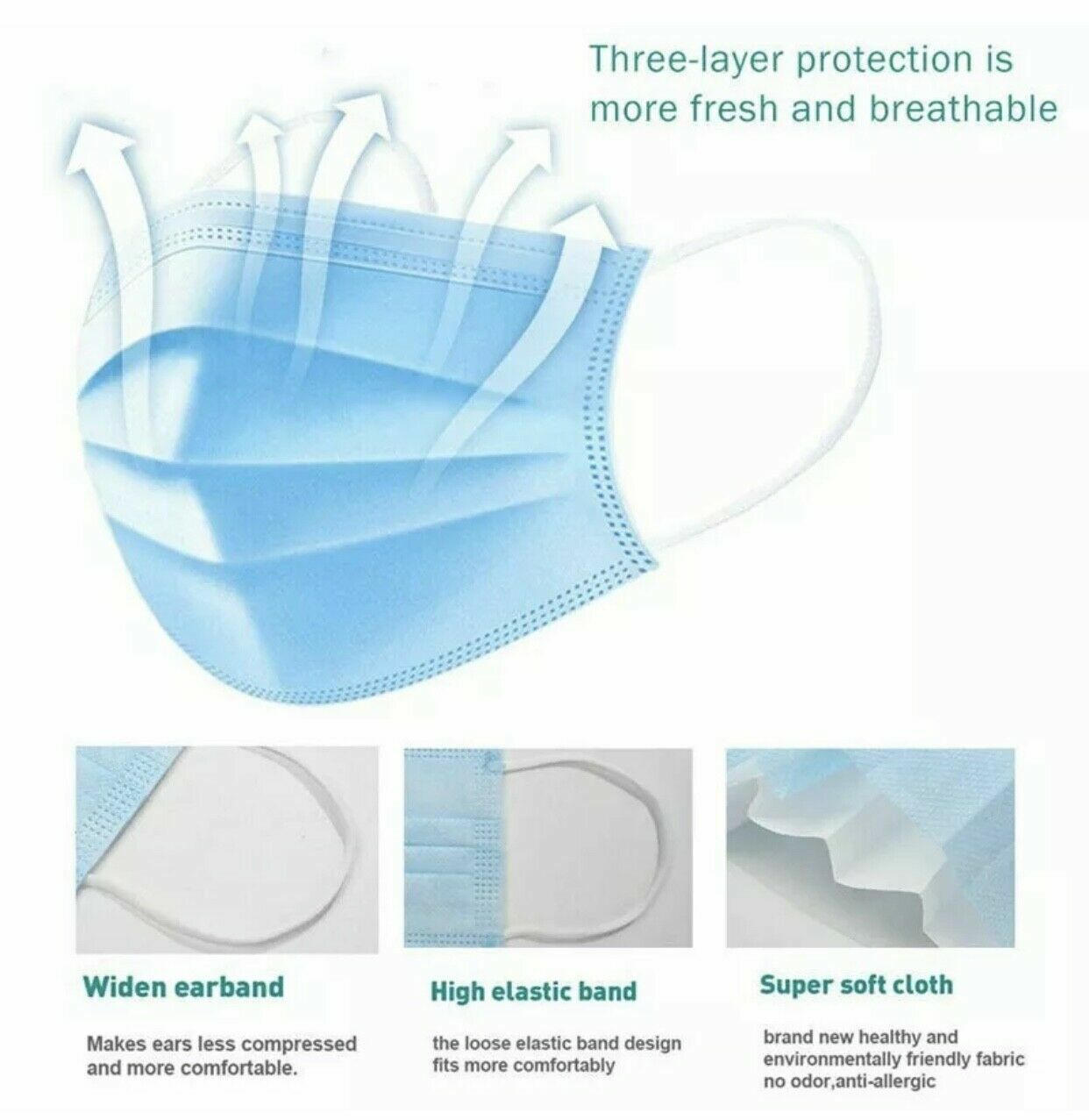 100 Pcs Face Mask Mouth & Nose Protector Respirator Masks with Filter ...