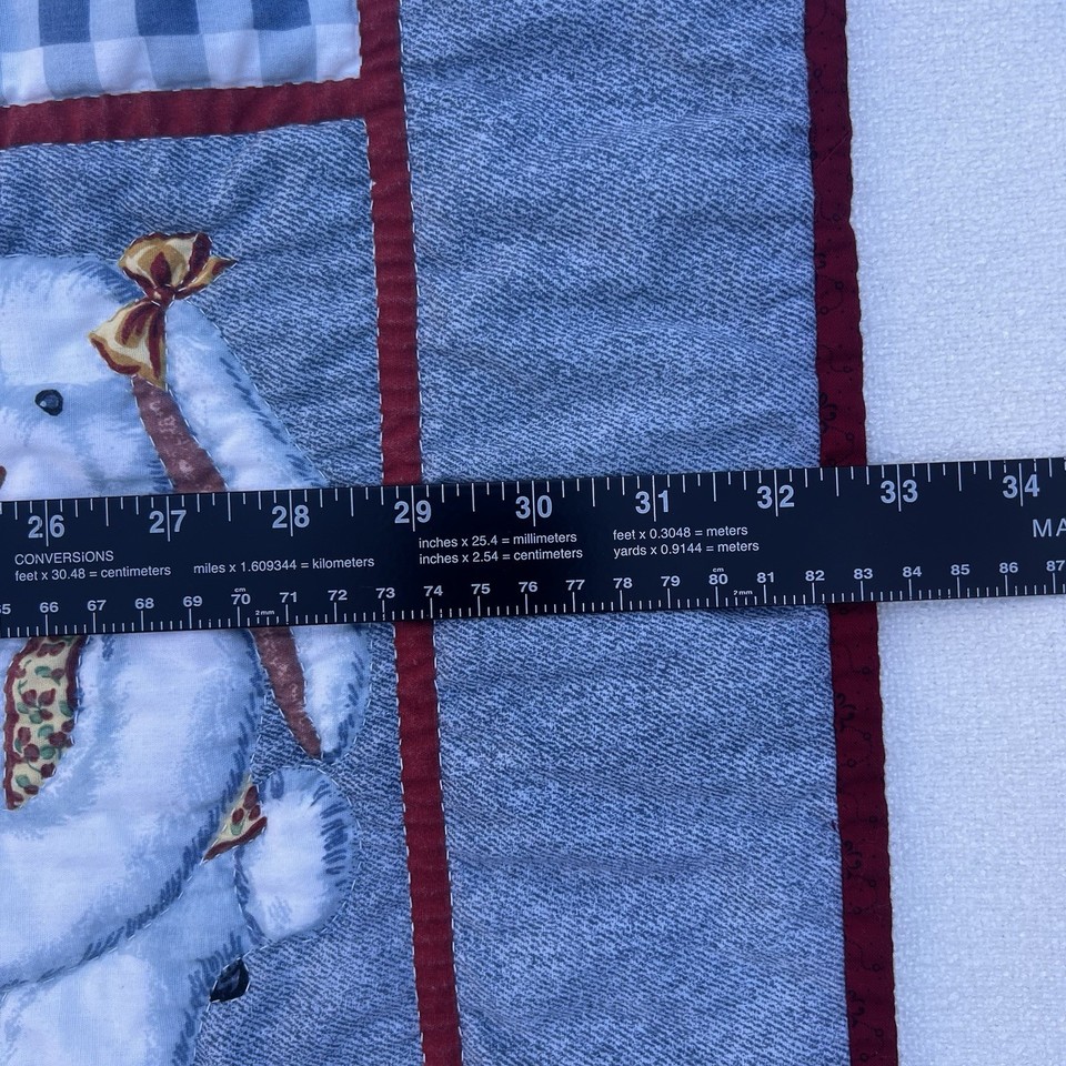 Wall Hanging Daisy Kingdom #4482 Blue Jean Teddy Bear Vintage Child ...