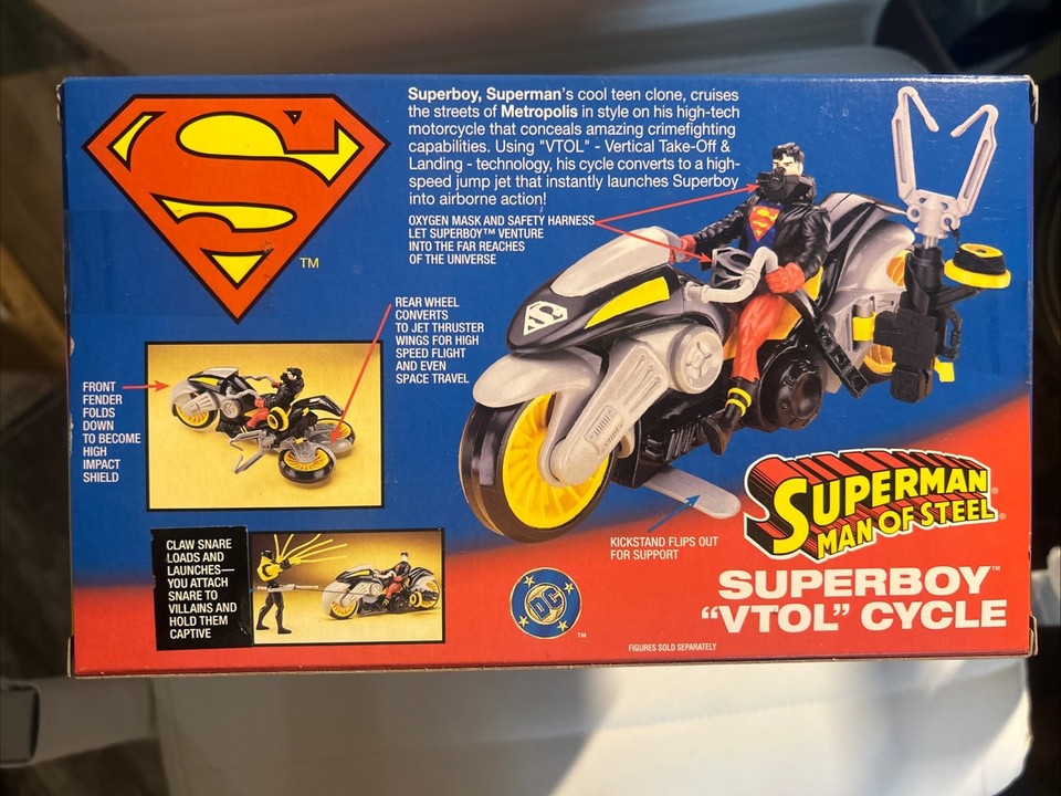 1995 Kenner Superman Man Of Steel Superboy VTOL Cycle Hi-Tech ...