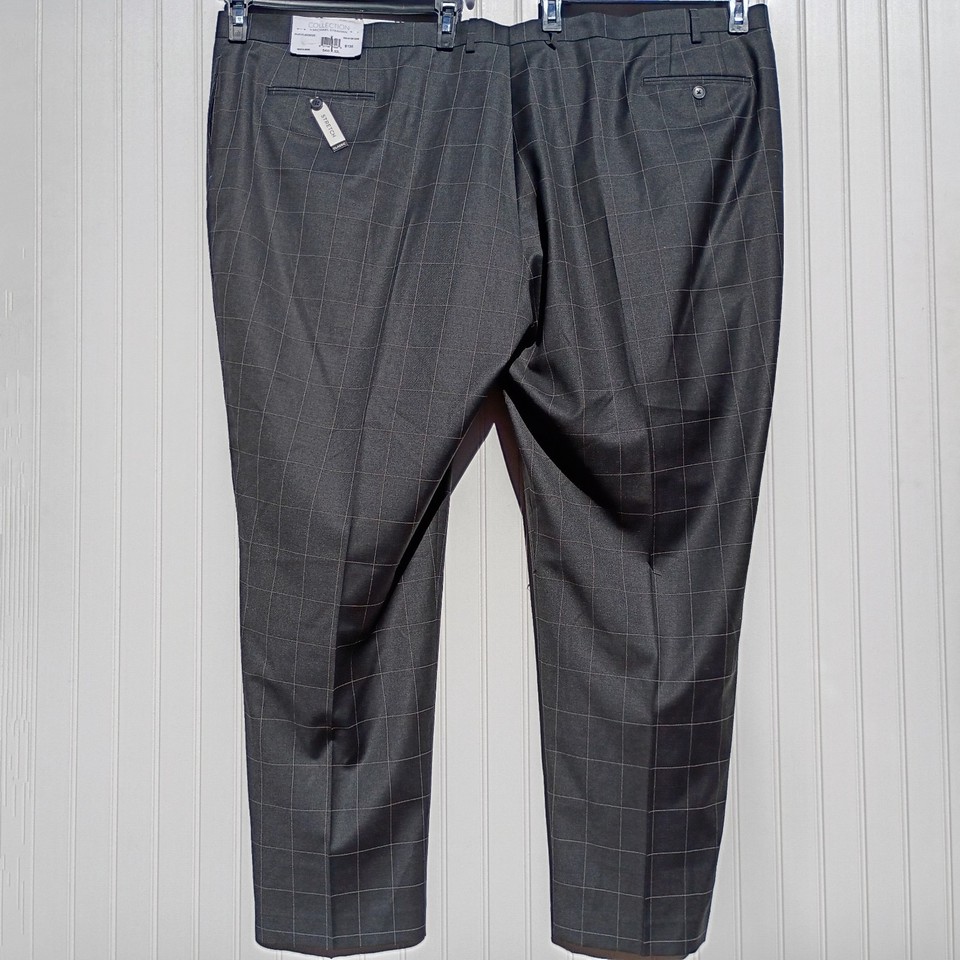 Collection by Michael Strahan Dress Pants Mens 54 x 32 Gray Windowpane ...