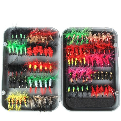 100pcs Fly Fishing Flies Kit Dry Wet Fly Fishing Flies Assortment With ...