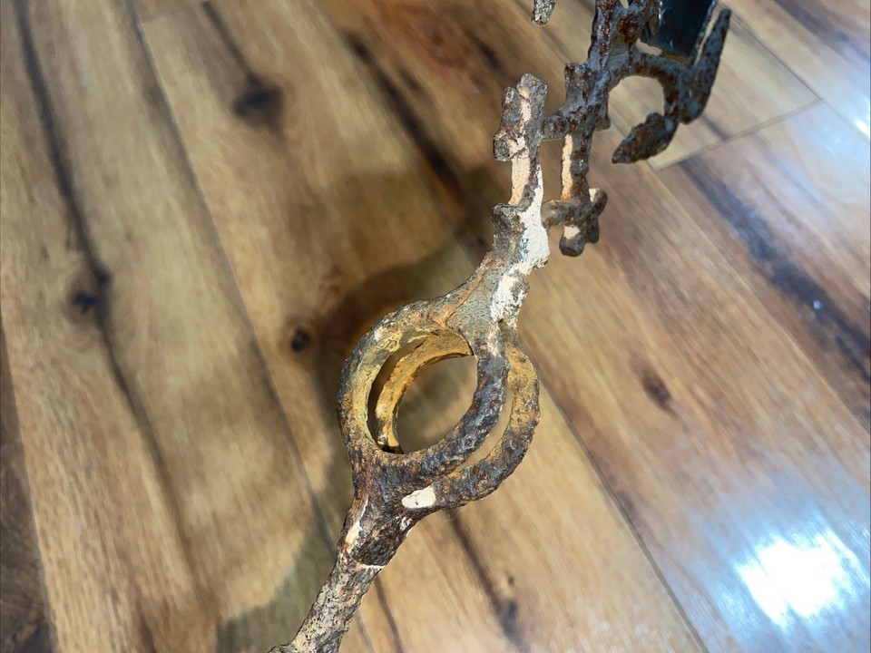 Antique Weathervane Arrow Cast Iron Ruby Red Stained Glass Etched ...