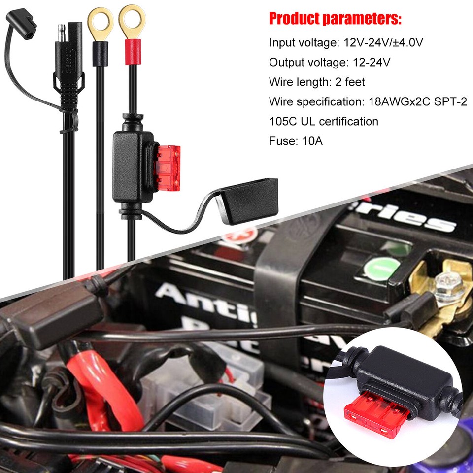 3X Battery Terminal Ring Sae Connector Harness Charger Cable Extension ...