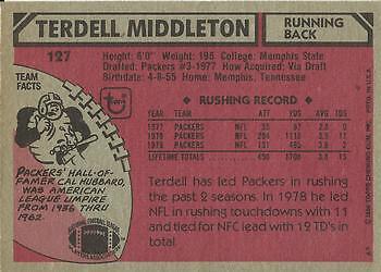 Terdell Middleton 1980 Topps #127 Green Bay Packers | eBay
