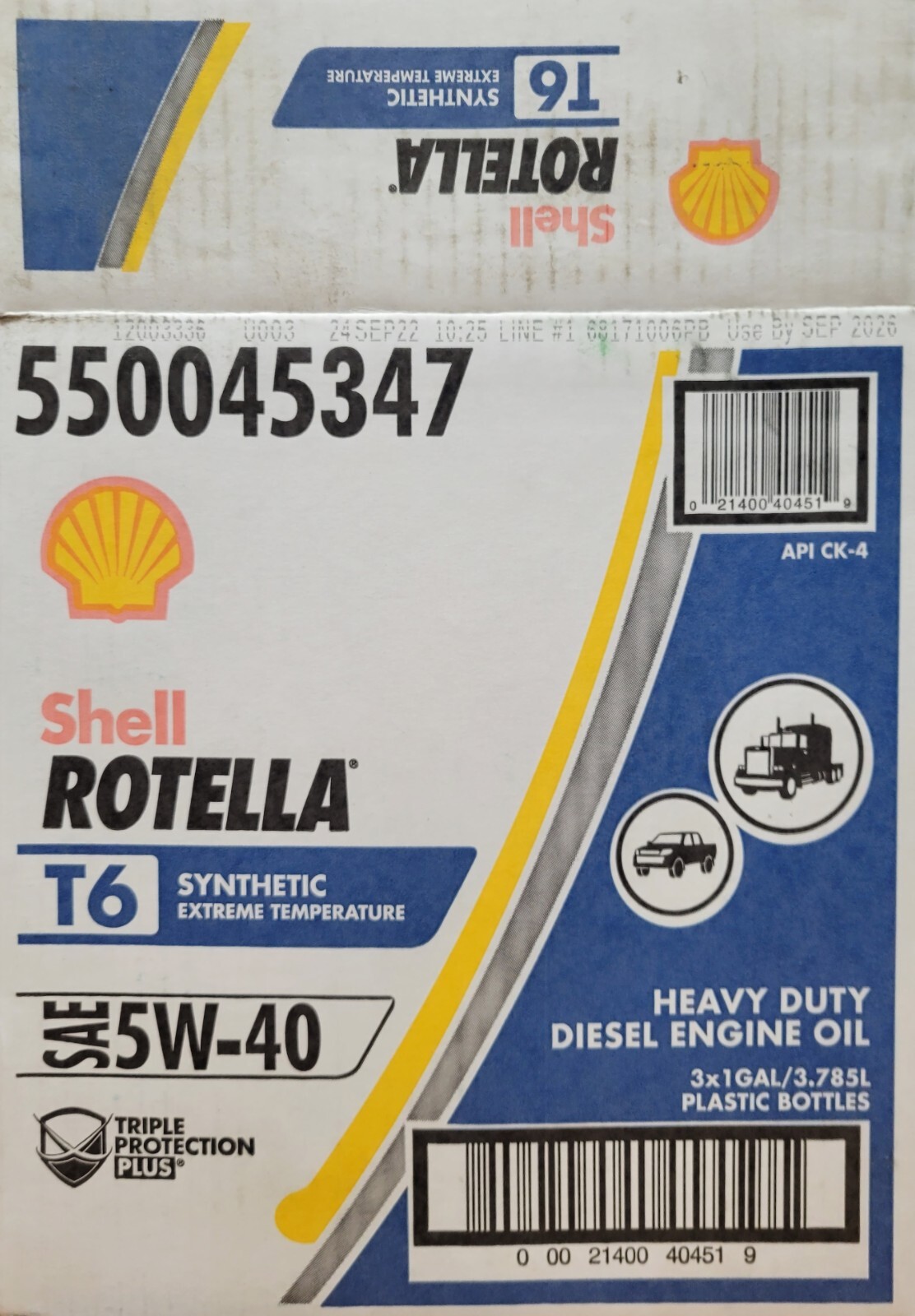 Shell Rotella T6 Full Synthetic 5W-40 Diesel Engine Oil, 1 Gallon, 3 ...