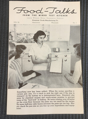 Vintage MIRRO Test Kitchen ‘Food Talks’ Vol 25 News Letter W/ Recipes ...