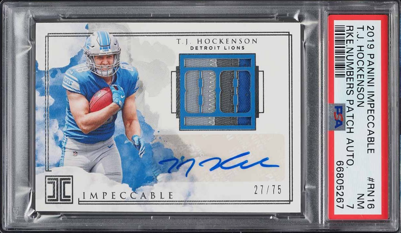 2019 Panini Impeccable - Rookie Numbers Patch Autographs T.J. Hockenson ...