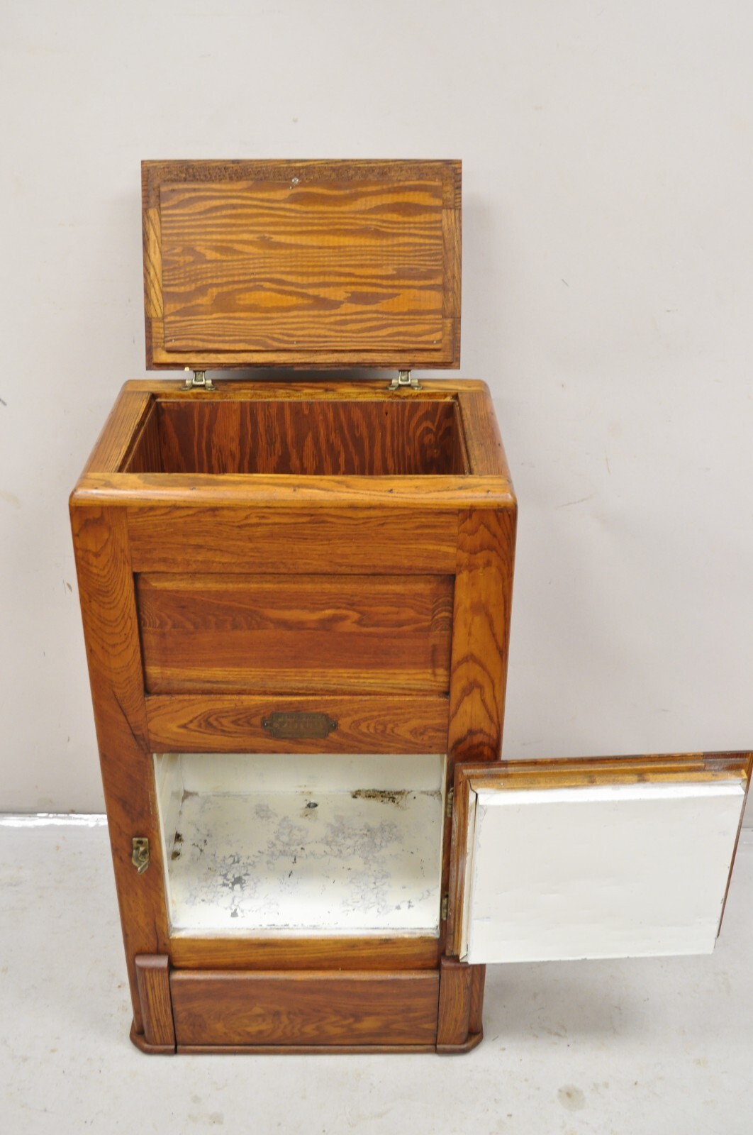 Antique Oak Wood Belding Hall Century Refrigerator Narrow Ice Box Chest ...
