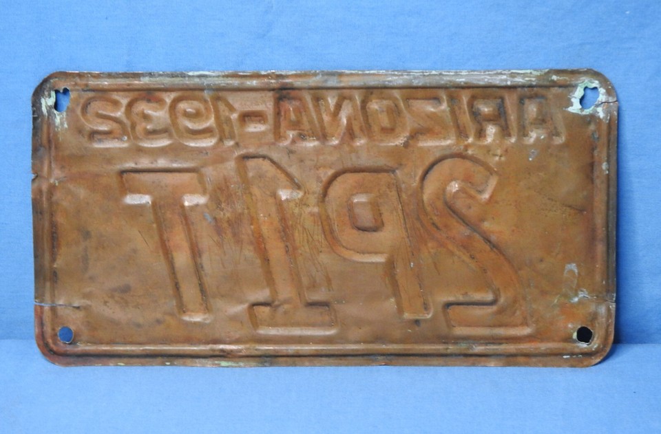 Rare! Vintage Original 1932 Arizona Copper License Plate '32 | eBay
