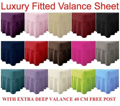 Fitted Valance Sheet Poly-Cotton Bed Sheet Plain Dyed Single Double ...