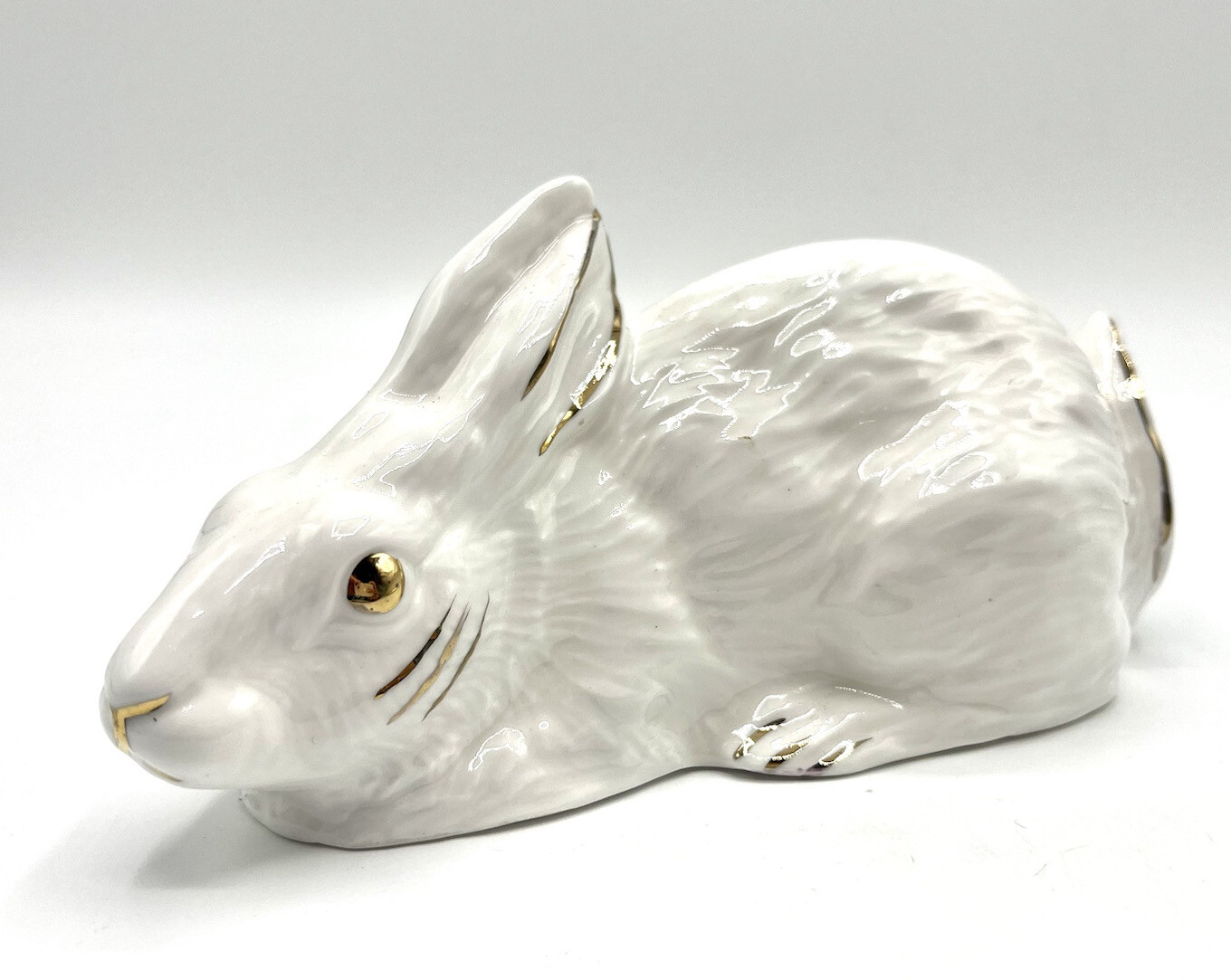 Georgian Fine Bone China Rabbit Figurine Gold Accents Made In England ...