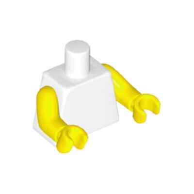LEGO Minifig, Torso Plain / Yellow Arms & Yellow Hands - White | eBay