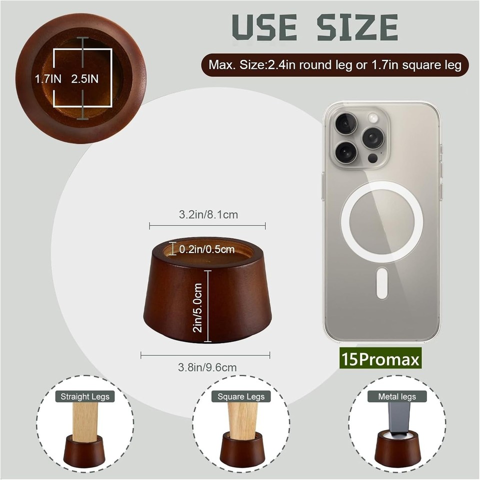 Furniture Raisers Bed Risers - 2 Inch Wooden Circle Heavy Duty Height ...