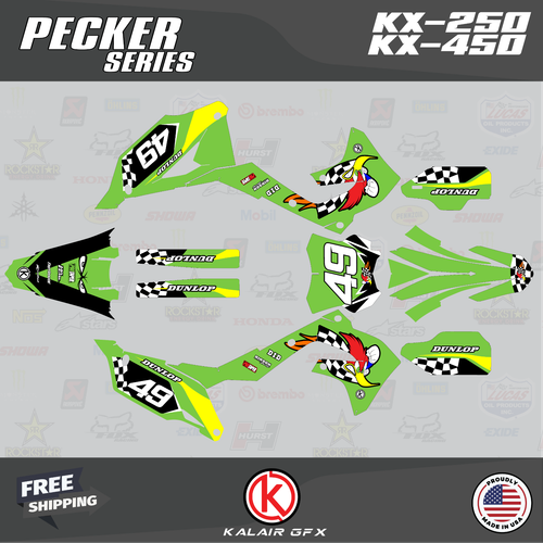 Graphics Kit for KAWASAKI KX450F (2019-2023) KX250F (2021-2023) Pecker ...