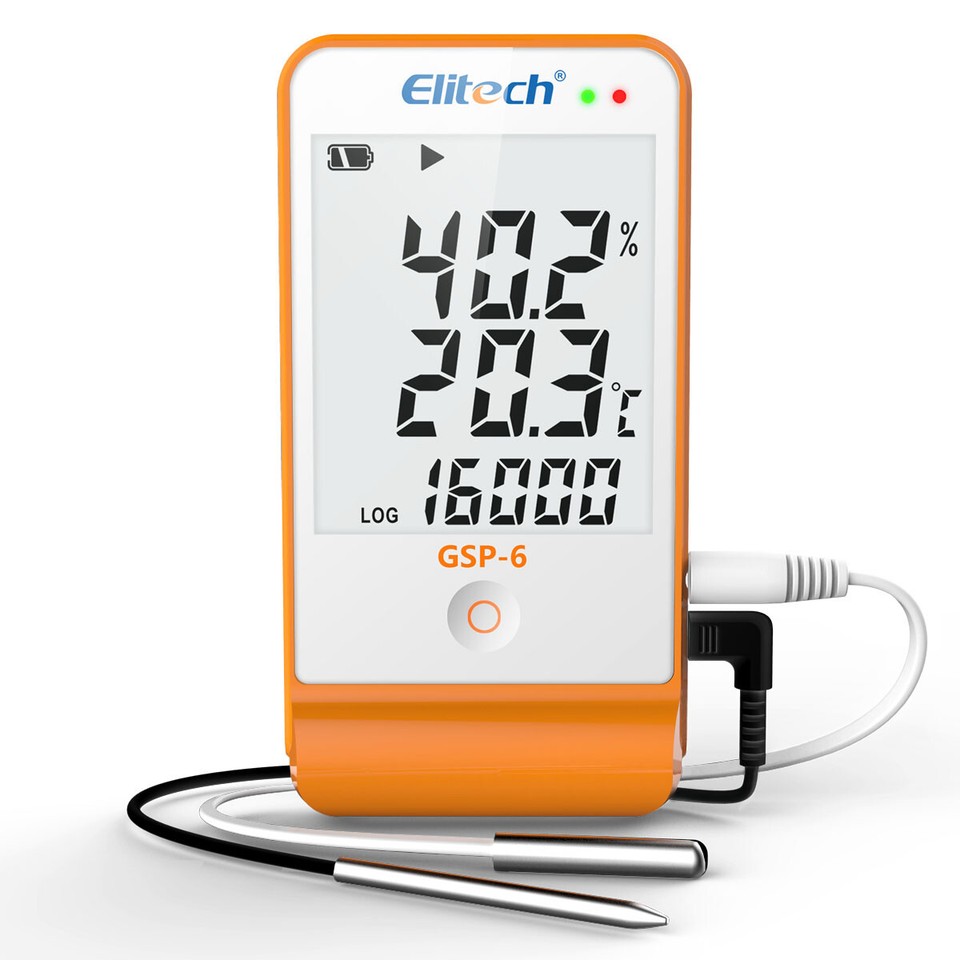 Elitech GSP-6 Temperature Data Logger Humidity Recorder External Sensor ...
