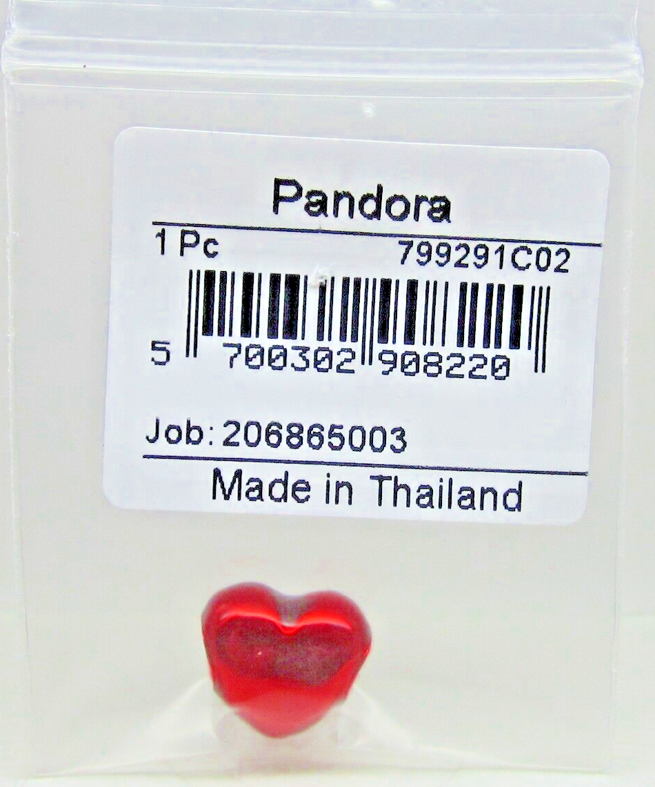 2021 PANDORA Metallic Red Heart Charm 799291c02 Box/bagtag Ster Silver ...