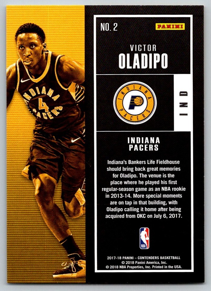 2017-18 PANINI CONTENDER SEASON TICKET 2017-18 VICTOR OLADIPO INDIANA ...